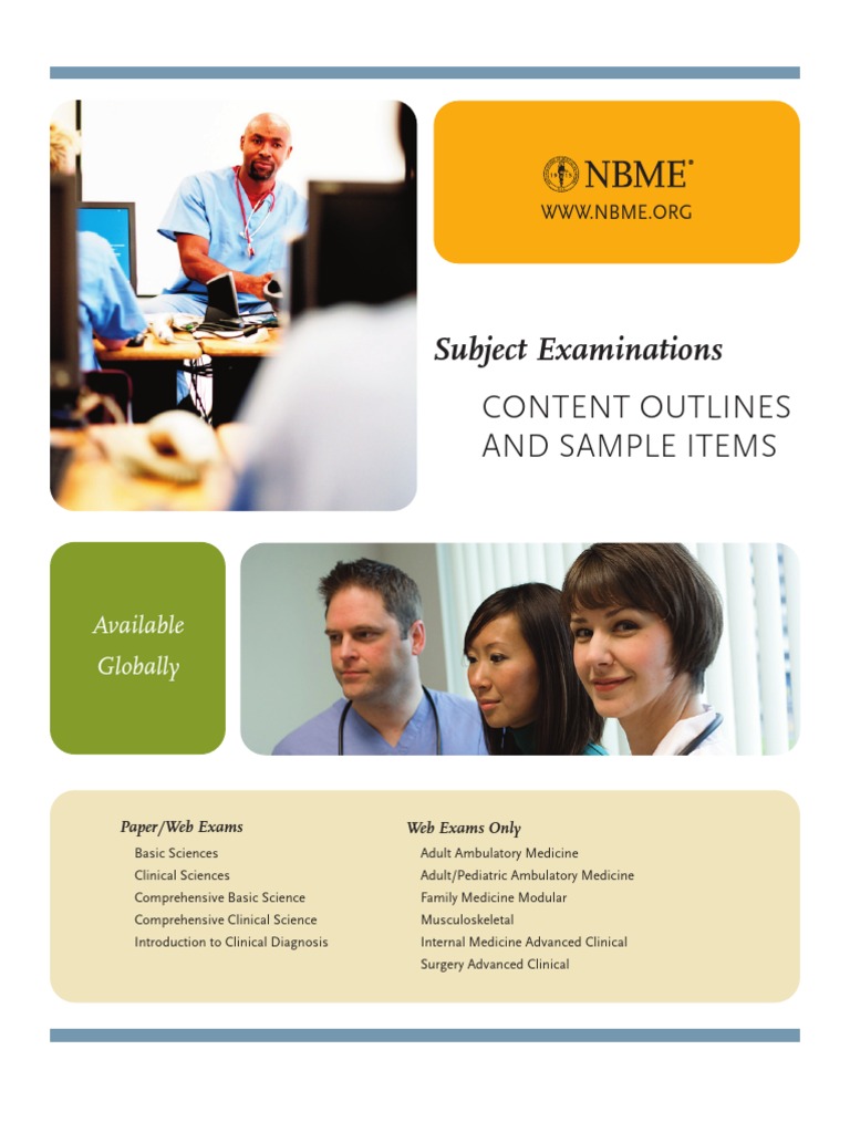 Subject Examinations: Content Outlines and Sample Items | PDF | Abdomen | Heart Valve