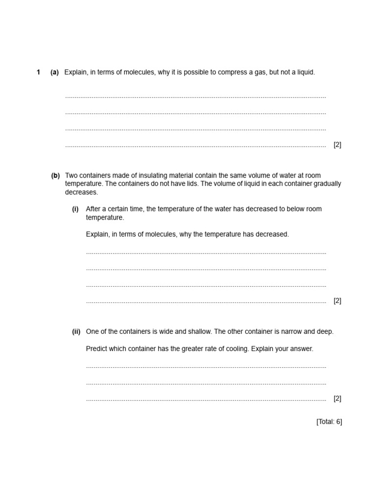 21.1-Simple Kinetic Molecular Model of Matter-Cie Igcse Physics Ext-Theory-qp | PDF | Gases ...
