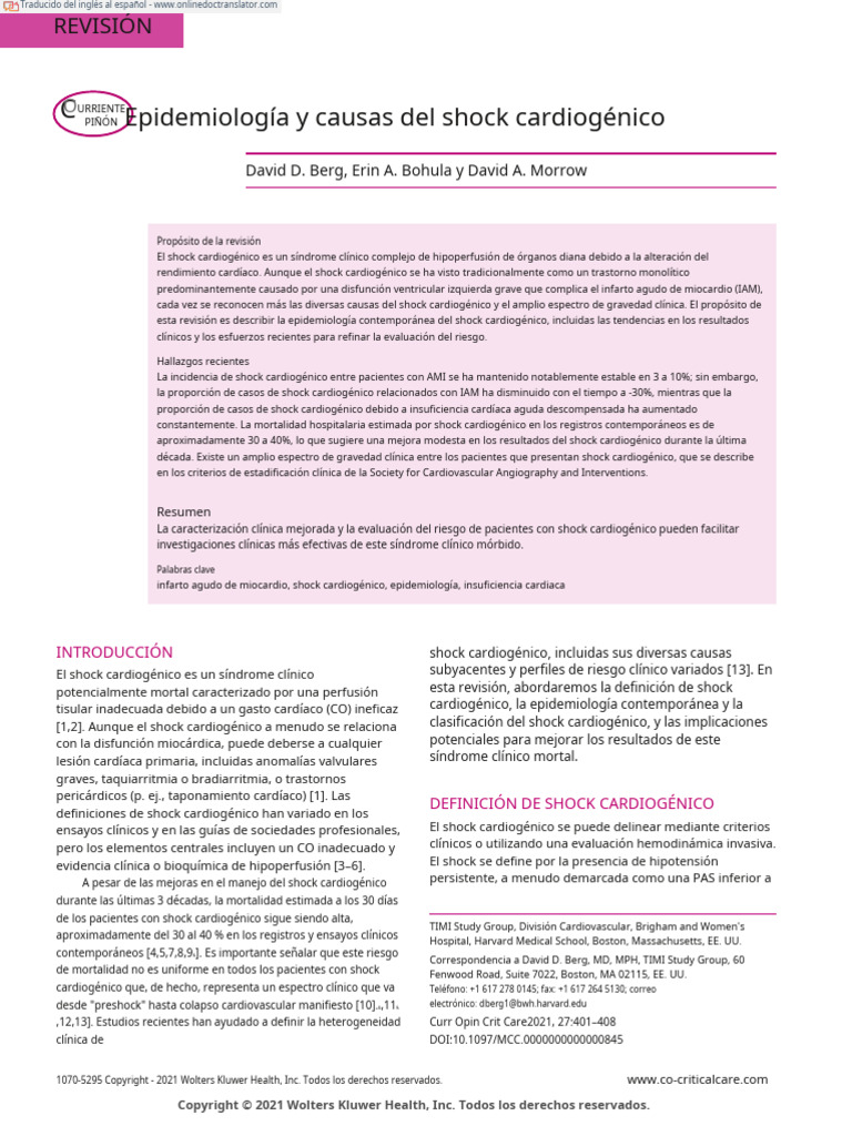 Choque Cardiogénico Definicion y Etiologia - En.es | PDF | Choque ...