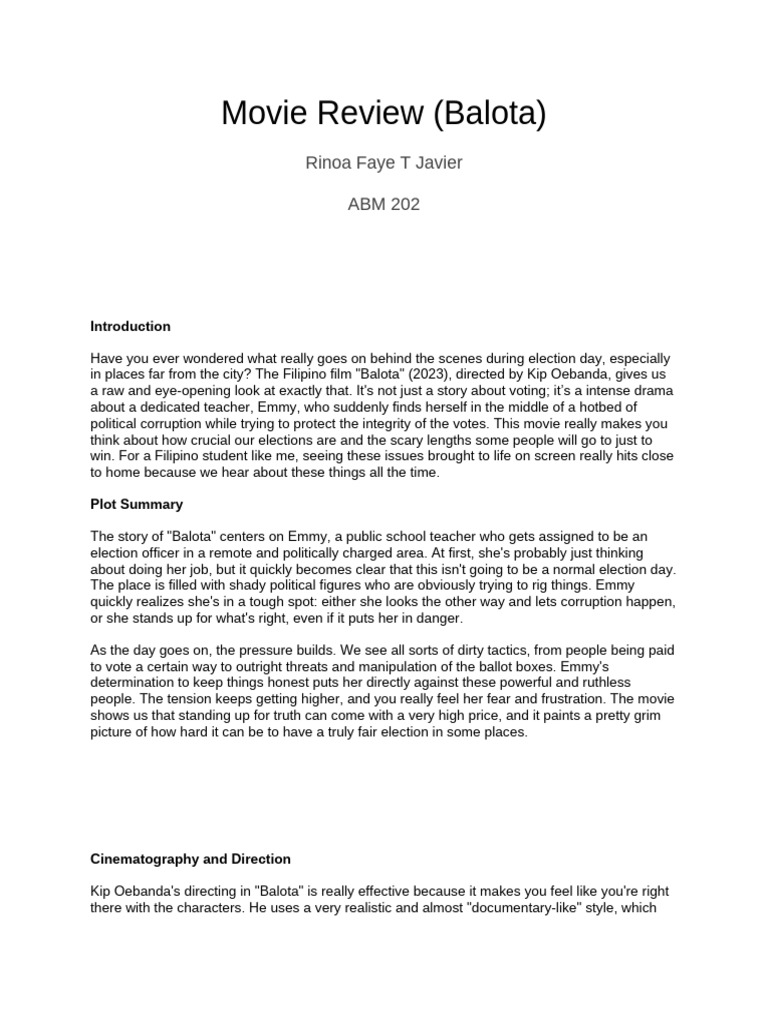Movie Review Balota | PDF