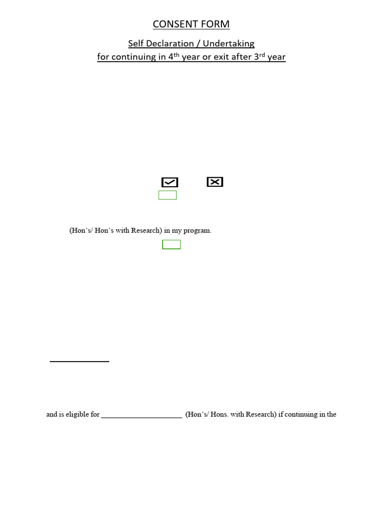 Consent For Continue or Exit Undertaking | PDF