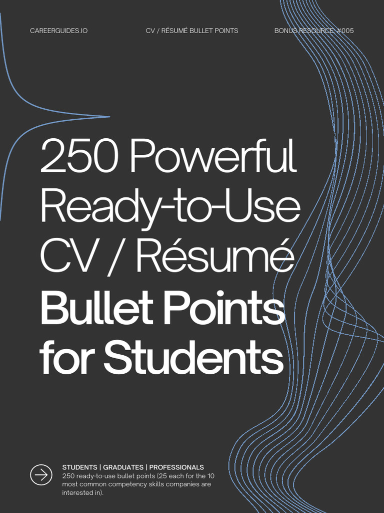 250 CV Bullet Points for Students | PDF | Team Building | Mentorship