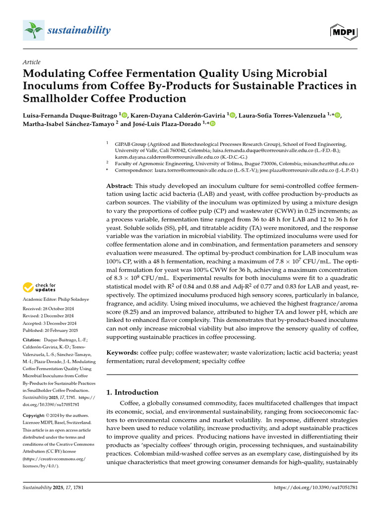 Modulating Coffee Fermentation Quality Using Microbial | PDF | Coffee