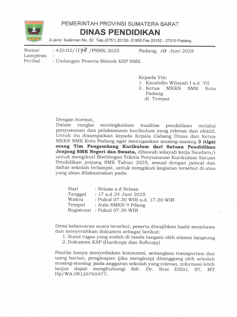 Surat Undangan Peserta Ksp 2025 | PDF