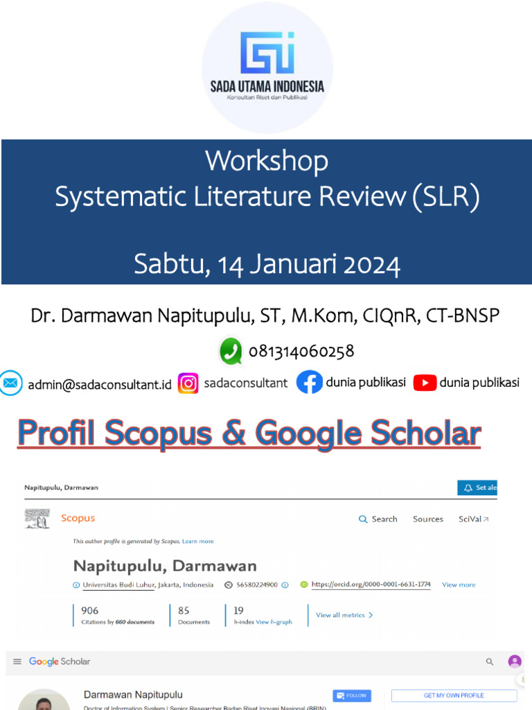 Materi Workshop SLR 14 Januari 2024 | PDF | Systematic Review | Pub Med