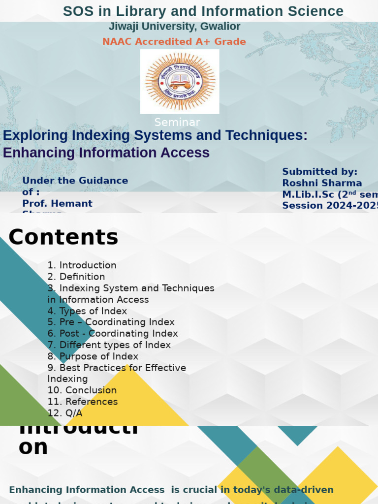 Exploring Indexing System and Techniques | PDF | Index Term | Search ...