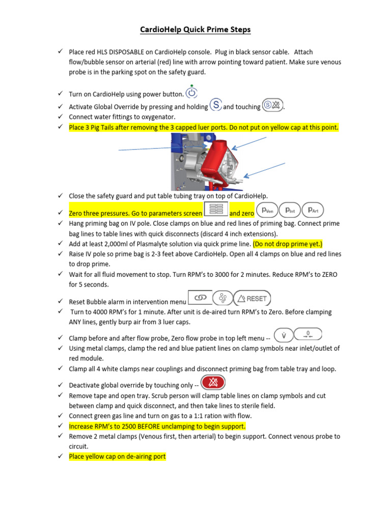 Priming Instructions For Cardiohelp | PDF
