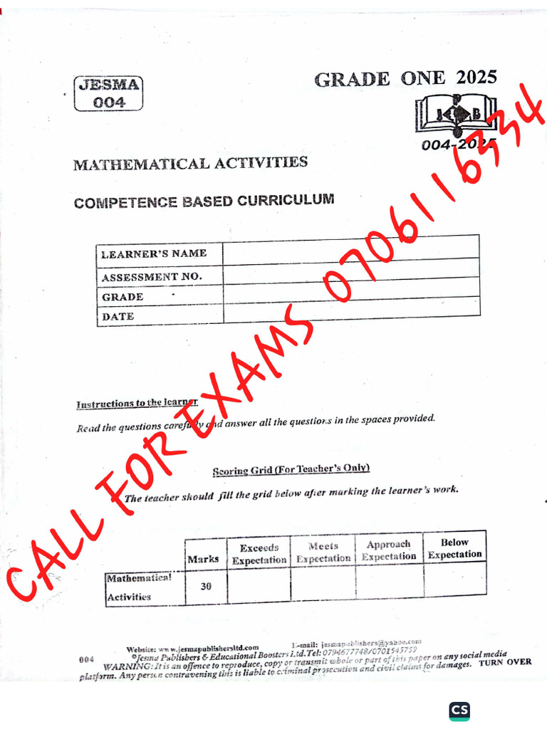 JESMA 004 GRADE 1 All Subjects | PDF