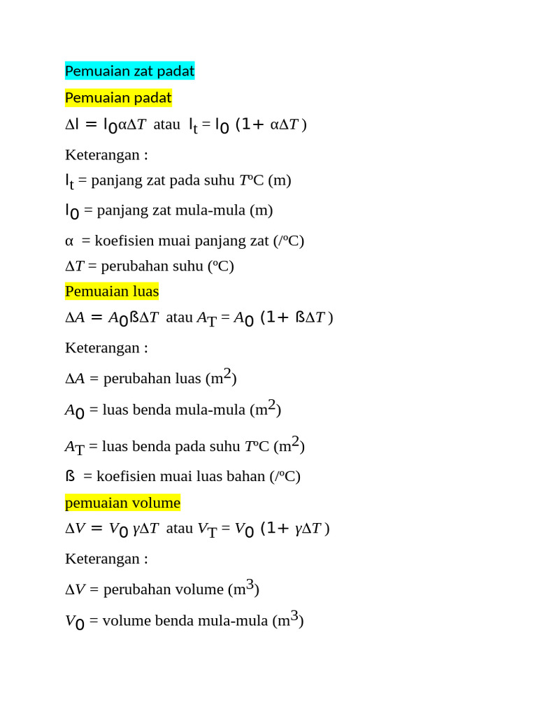 Rumus Pemuaian Zat Padat dan Gas | PDF