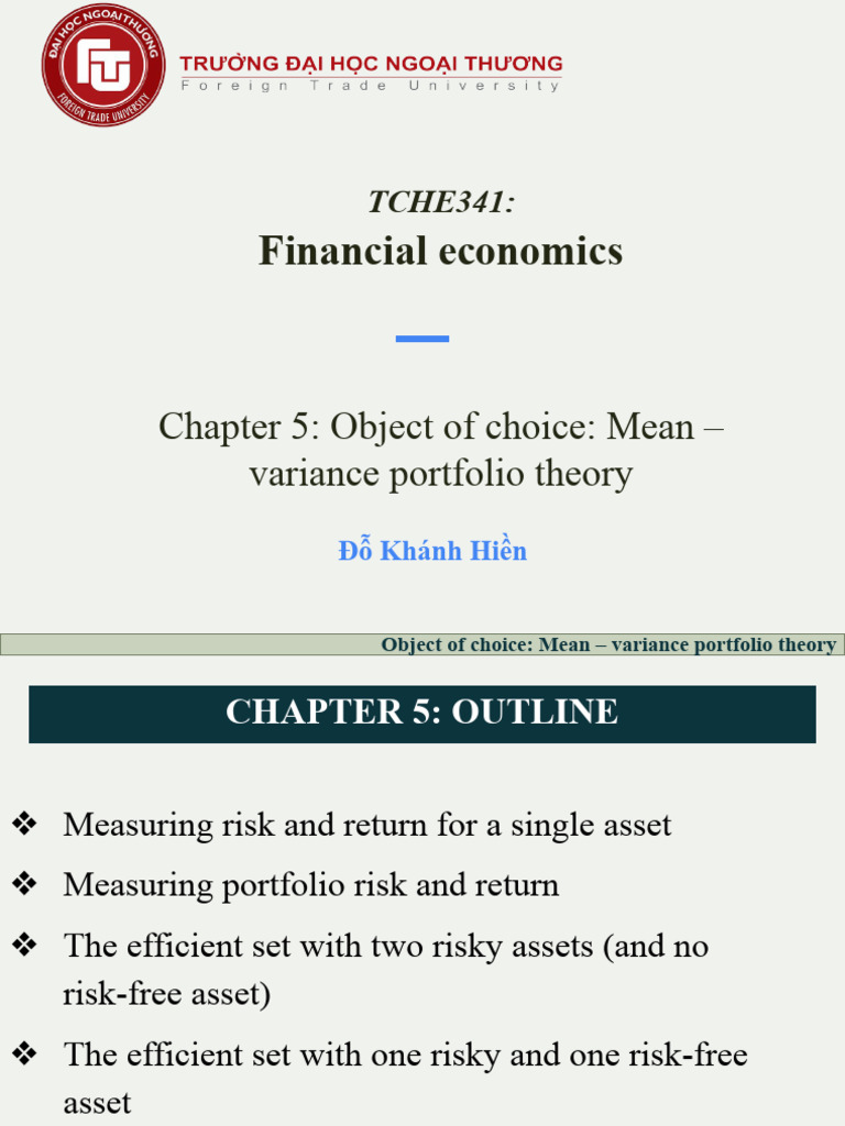 TCHE341 - Chap 5 (Lecture 10-12) | PDF | Modern Portfolio Theory ...