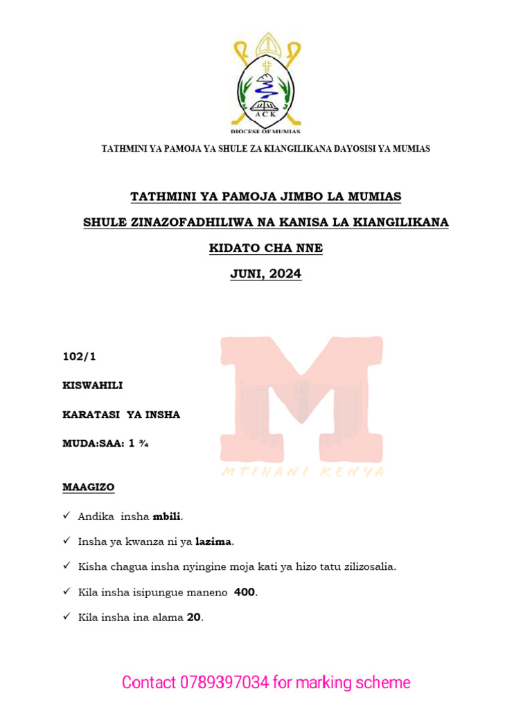 Kis PP 1 Ack Diosese Mock | PDF