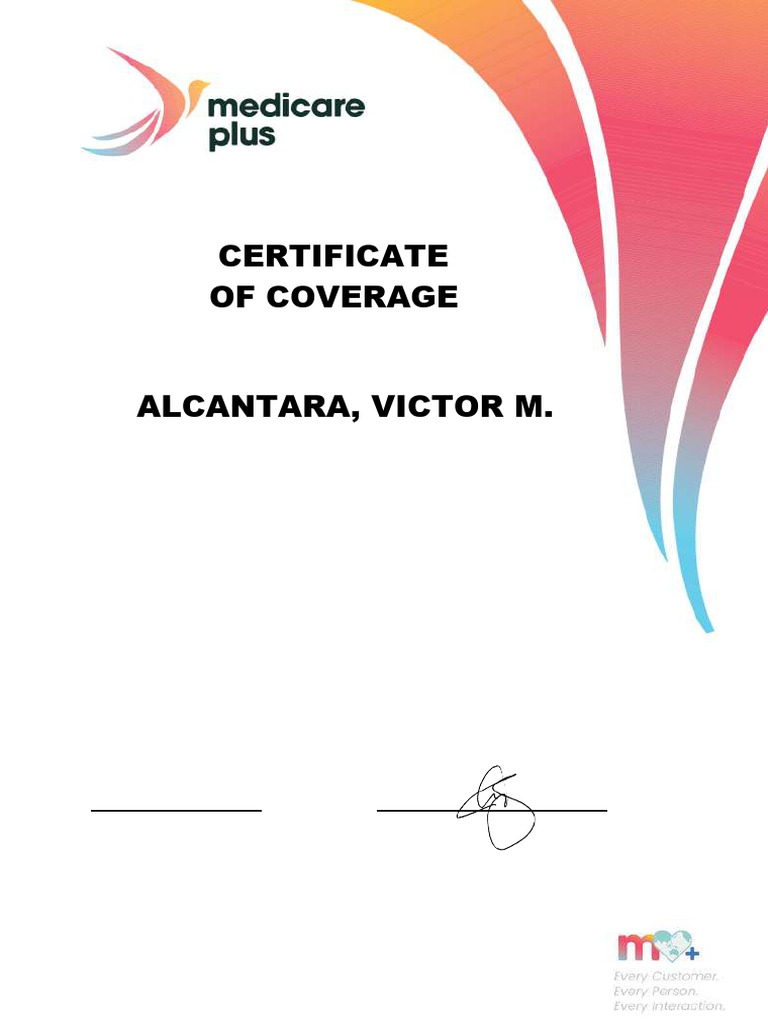 Medicare Plus Certificate of Coverage - ALCANTARA, VICTOR M. | PDF