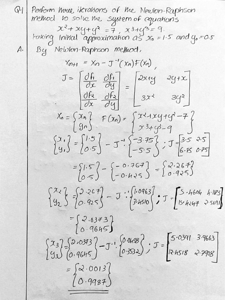 Linear Algebra and Numerical methods Solved Questions | PDF