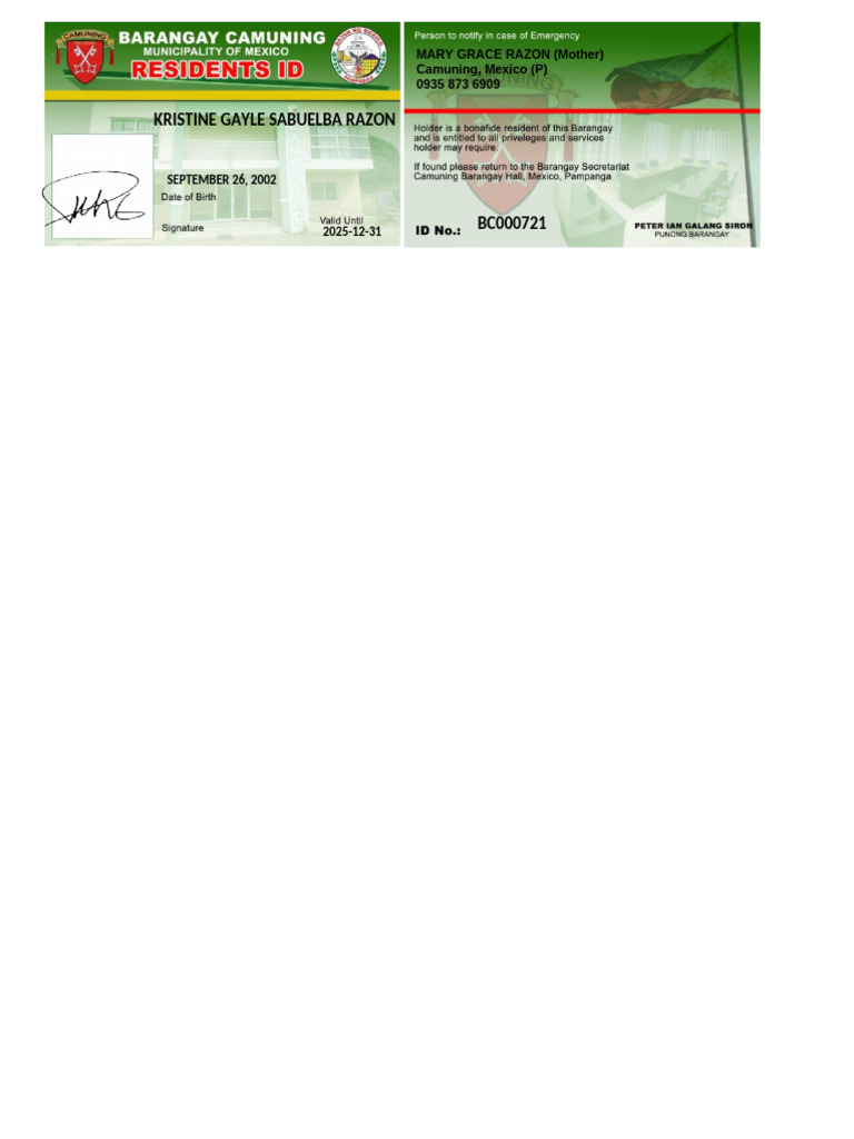 Barangay Id | PDF