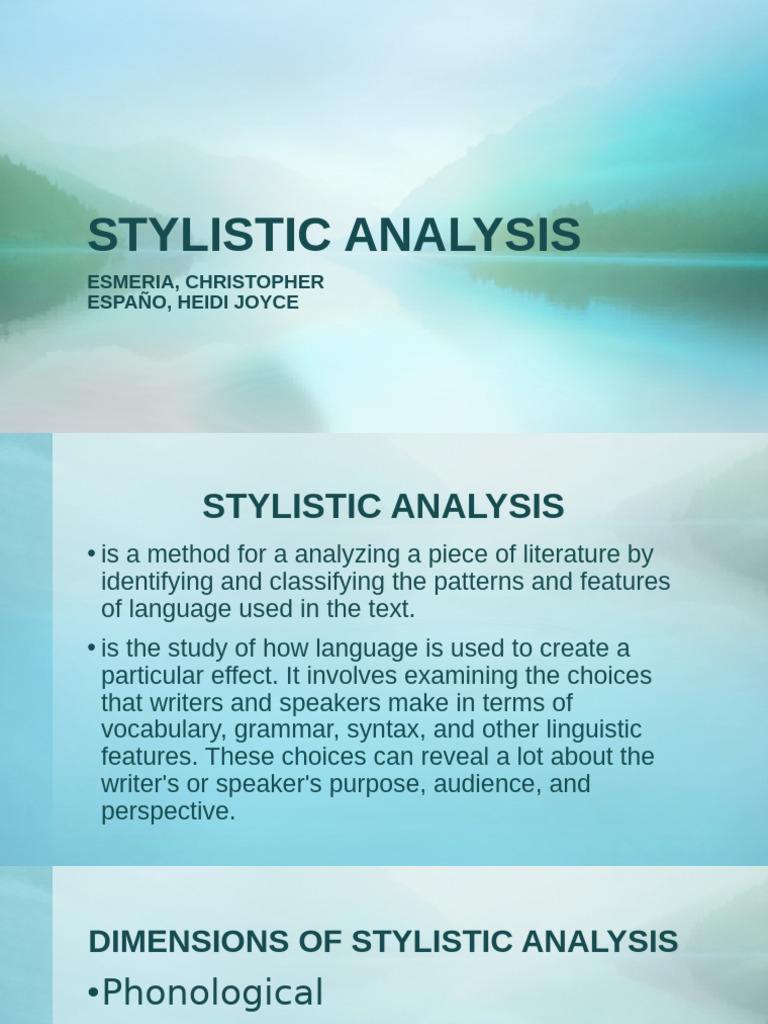 Stylistic Analysis | PDF