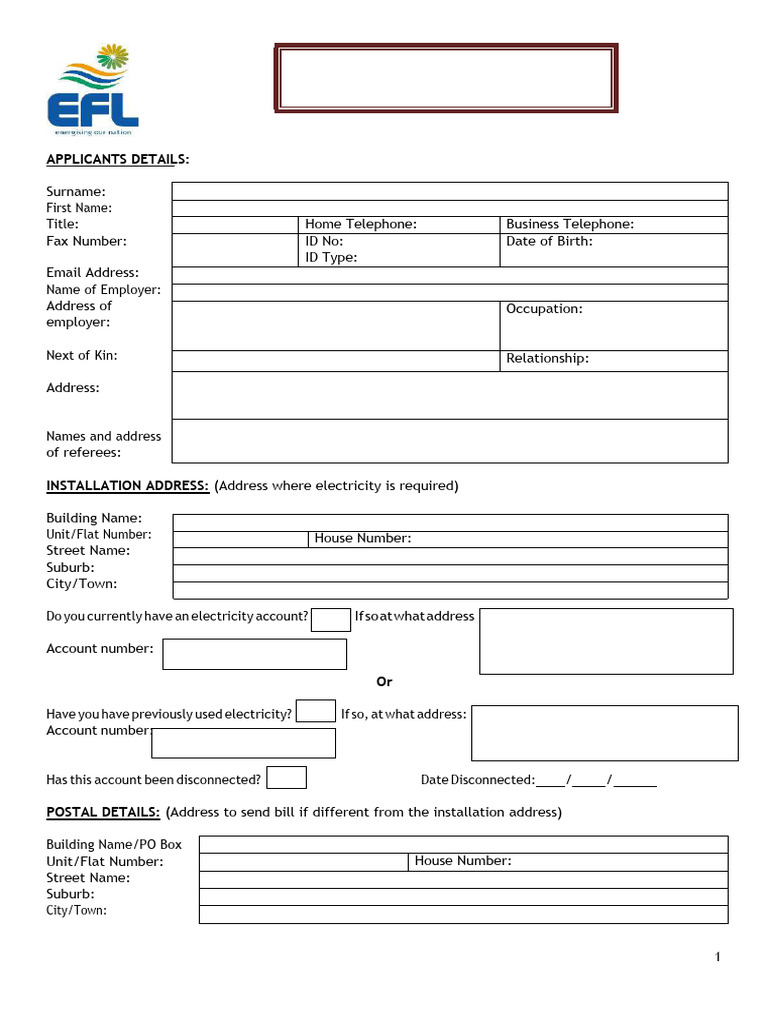Application For Domestic Power Supply 1 | PDF | Lease | Landlord