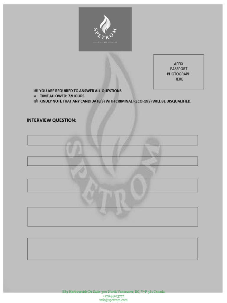 Interview Questionnaire | PDF