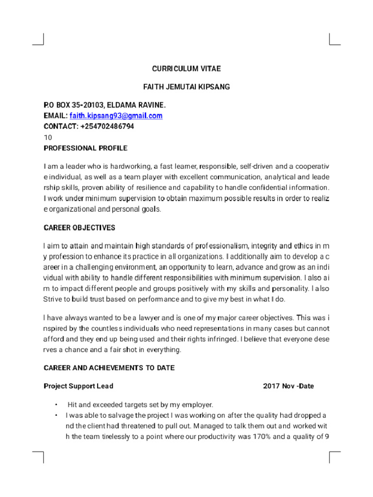 Faith's Updated CV - Phoenix | PDF