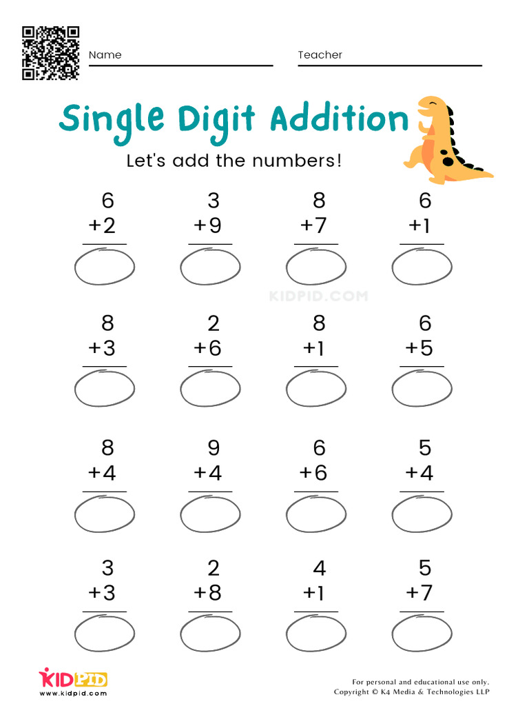 Single Digit Addition Math Foundational Worksheet 1 2ppd6s | PDF