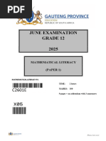 GP Maths Literacy Grade 12 June 2025 P1 and Memo | PDF