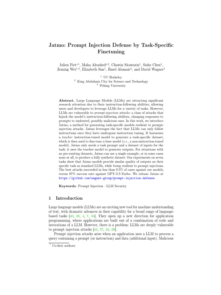 Prompt Injection Defense Task Finetuning | PDF | Artificial ...