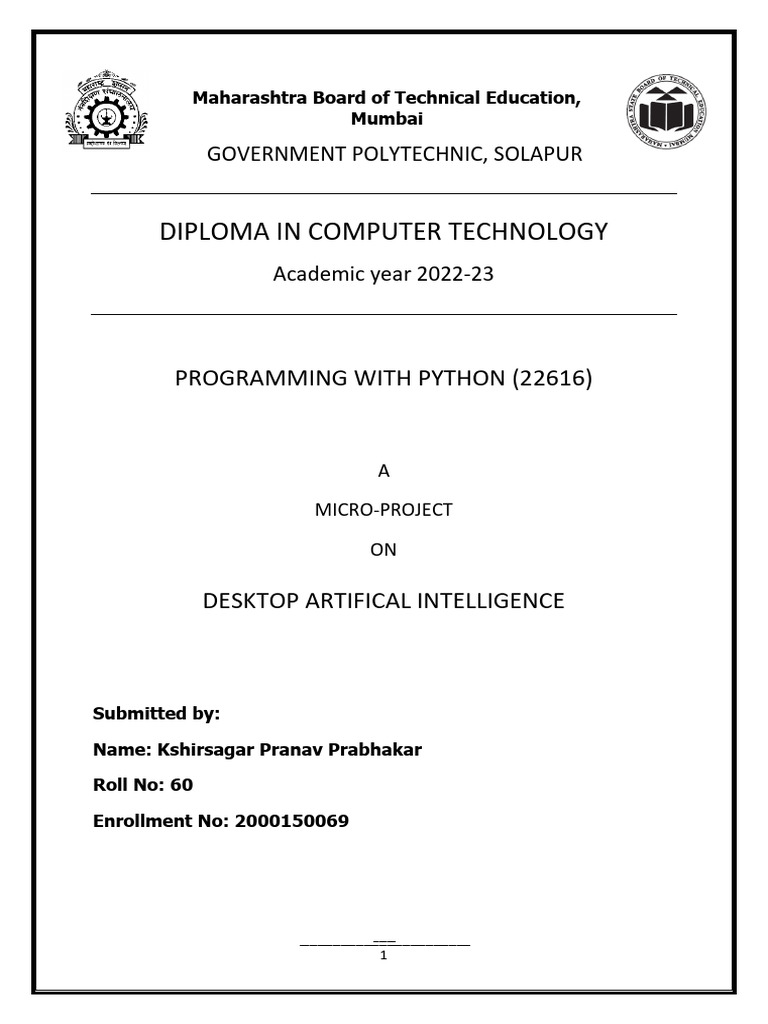 PWP Micro-Project Report | PDF | Artificial Intelligence | Intelligence ...