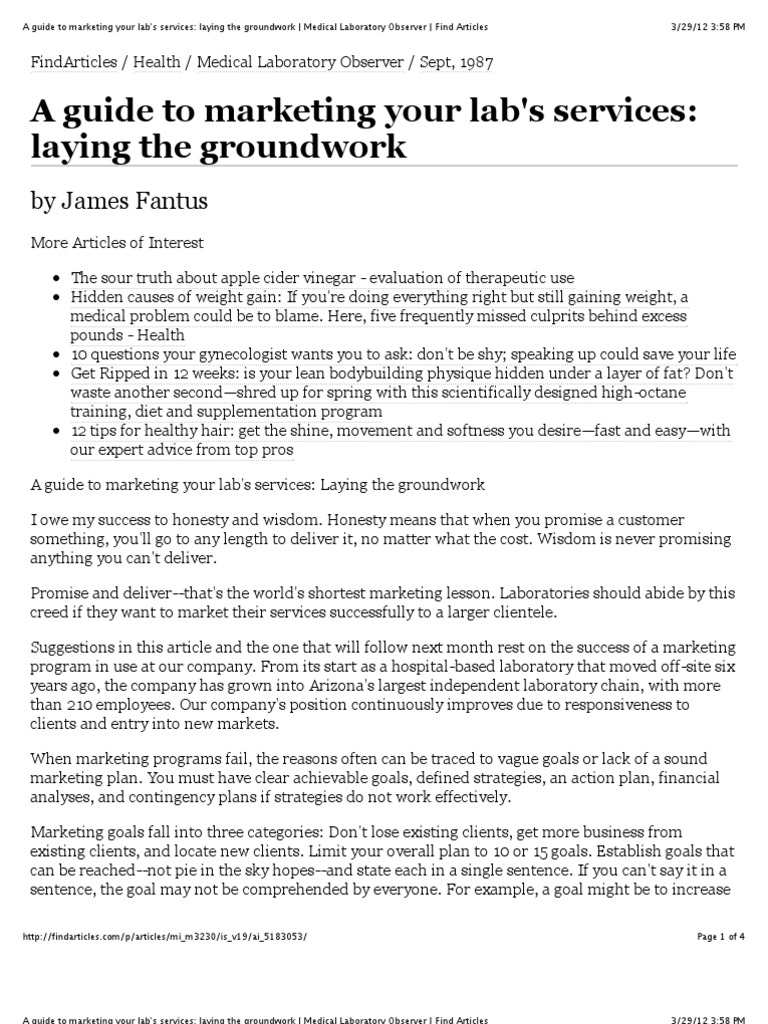 A Guide To Marketing Your Lab's Services Laying The Groundwork Medical ...