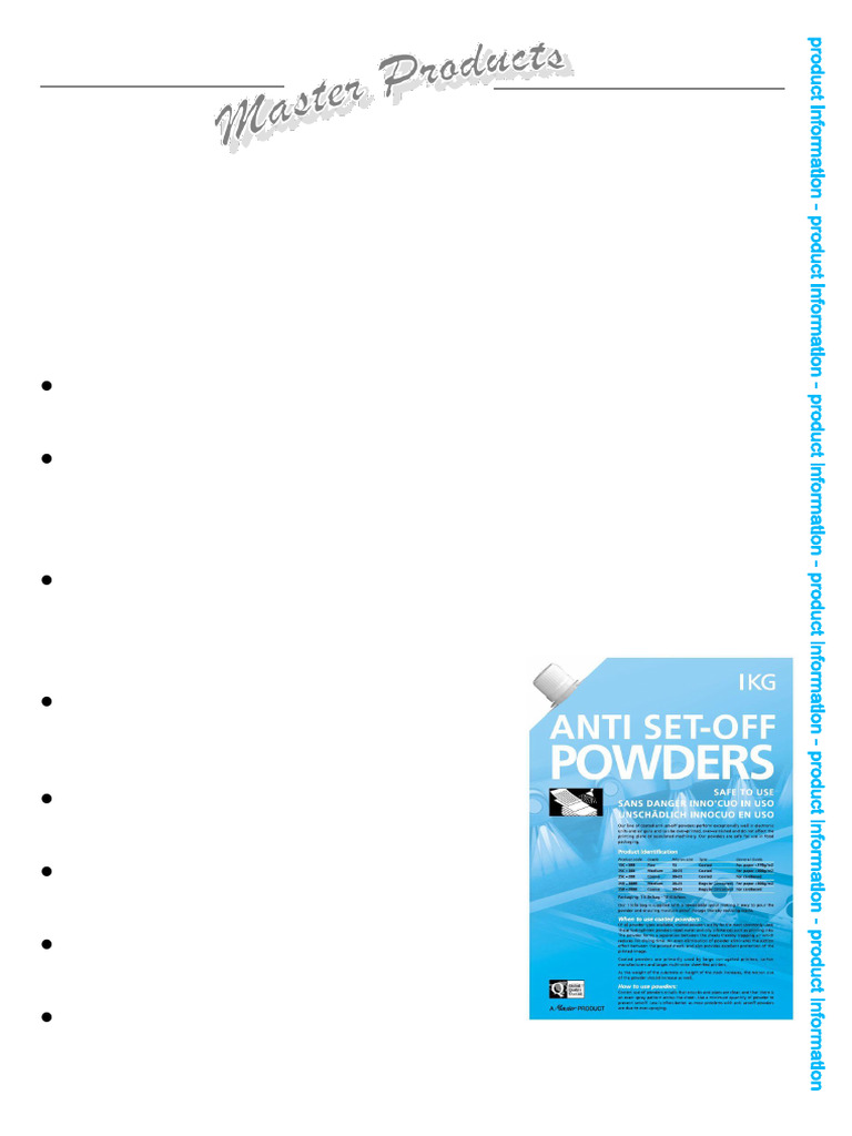 FSS70 - Master Anti Set-Off Powder Food Data 03-2022 | PDF
