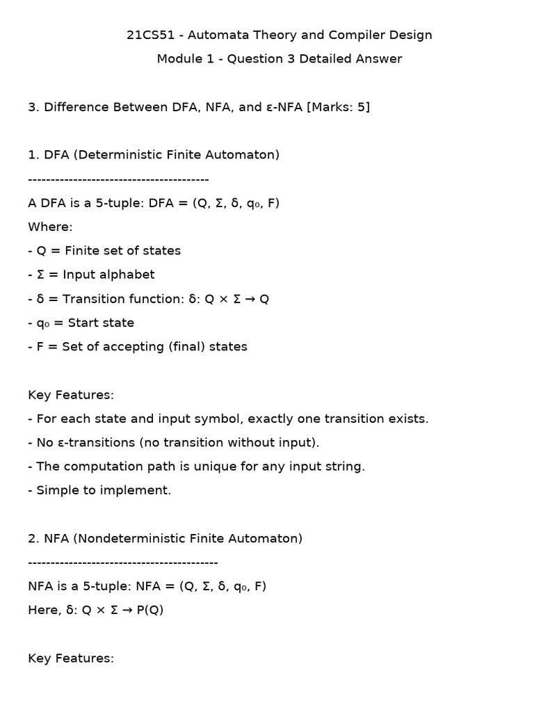 Automata Module1 Q3 Detailed Answer | PDF
