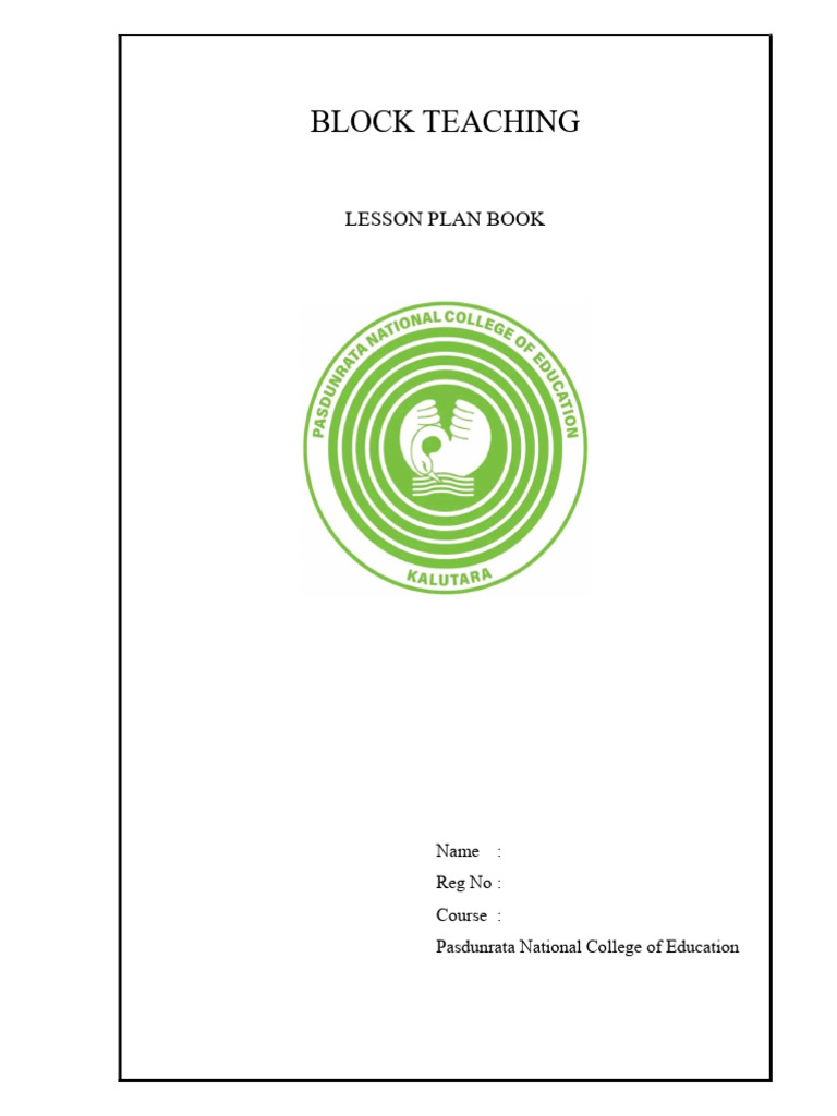 Block Teaching: Lesson Plan Book | PDF