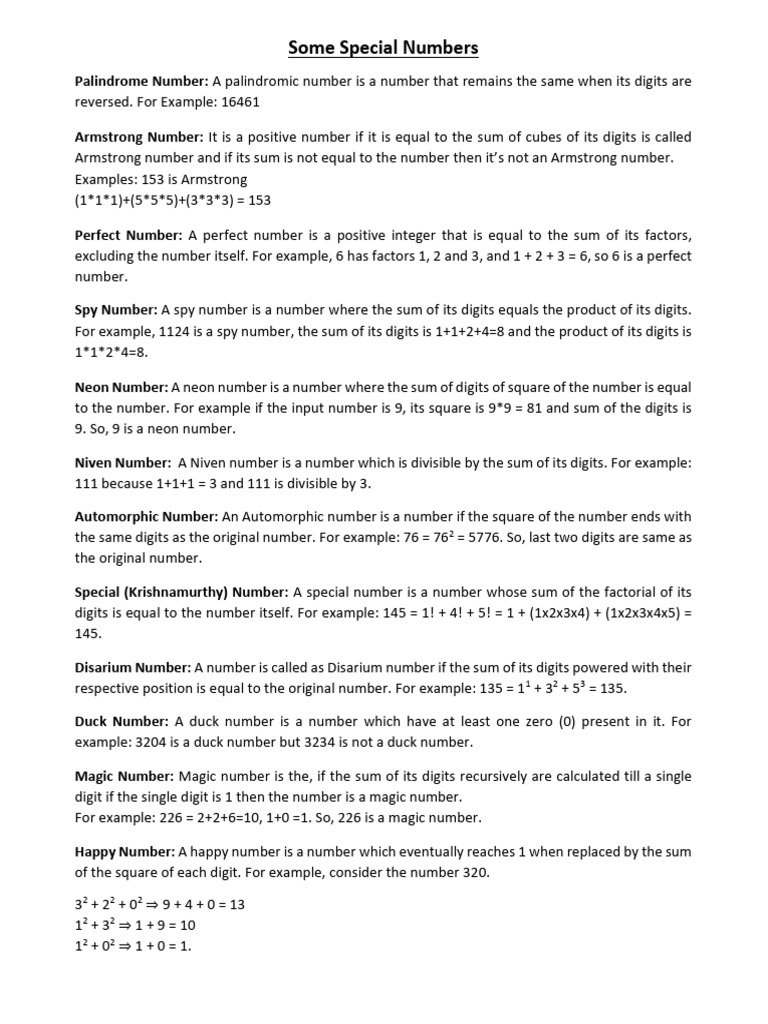 Special Numbers | PDF