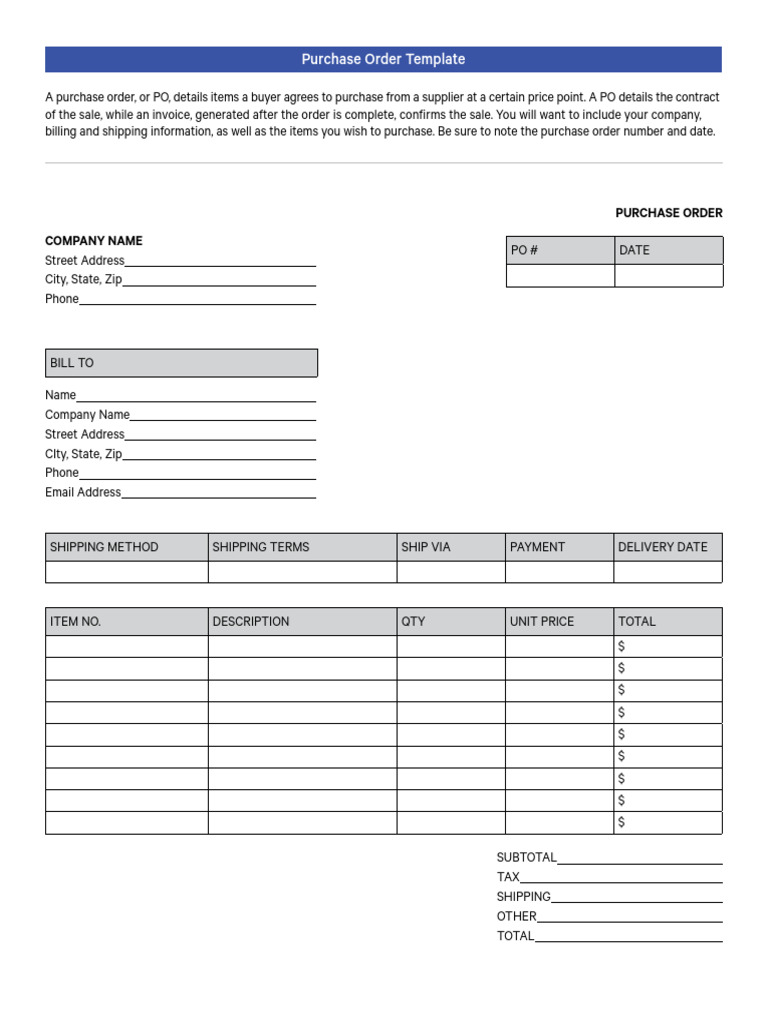 Purchase Order Template | PDF | Invoice | Business