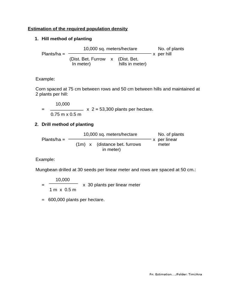 Plant Density Estimation Methods | PDF
