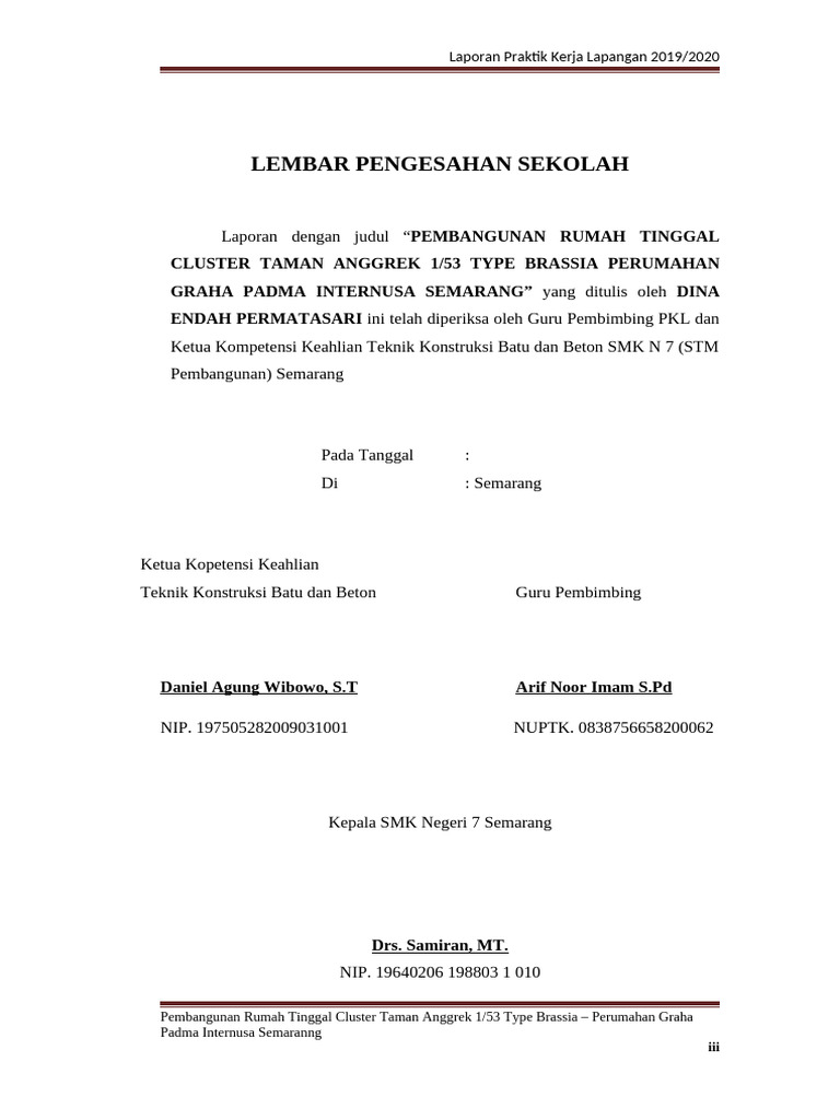 Lembar Pengesahan Sekolah | PDF