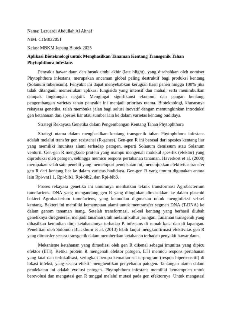 Tugas 3 Biotek Lazuardi (C1M022051) Aplikasi Bioteknologi untuk ...