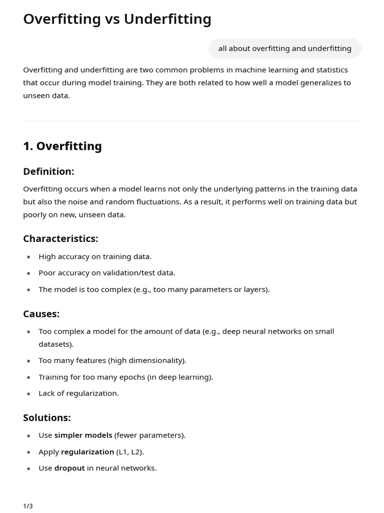 Overfitting Vs Underfitting | PDF | Statistics | Applied Mathematics