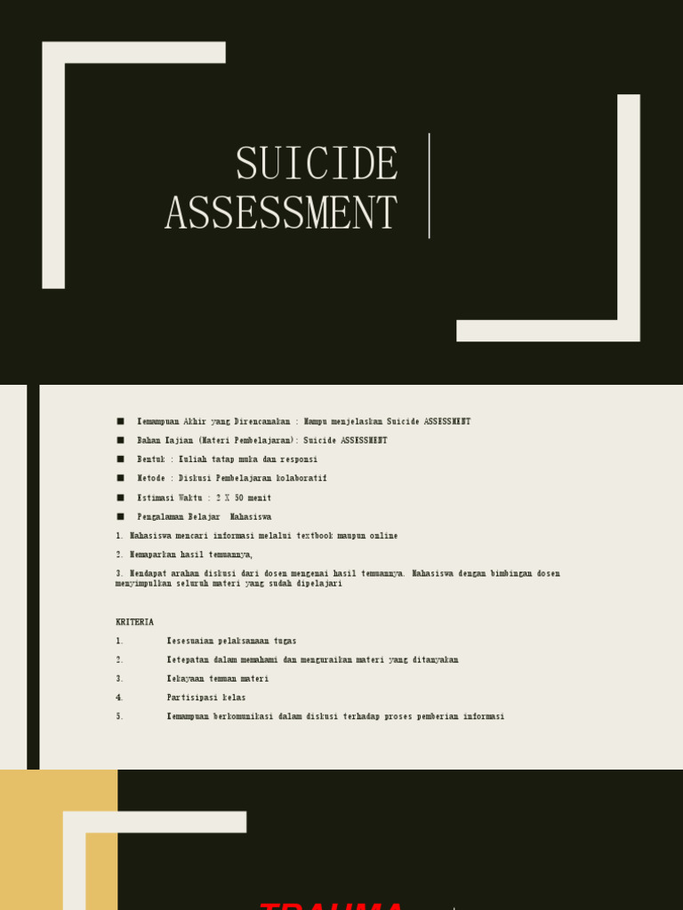 Modul Pertemuan 14. Suicidal Assesment | PDF