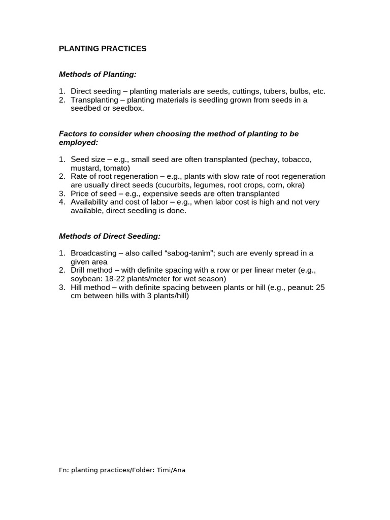 Planting Practices Module | PDF