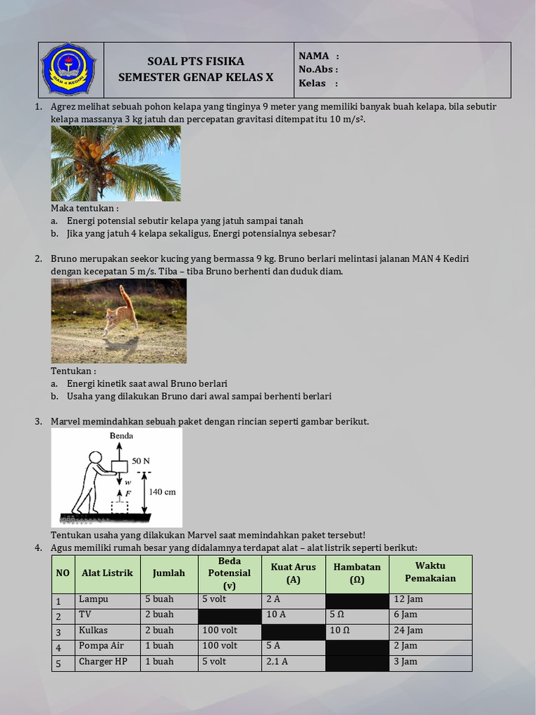 Soal Pts Fisika Kelas X Genap | PDF