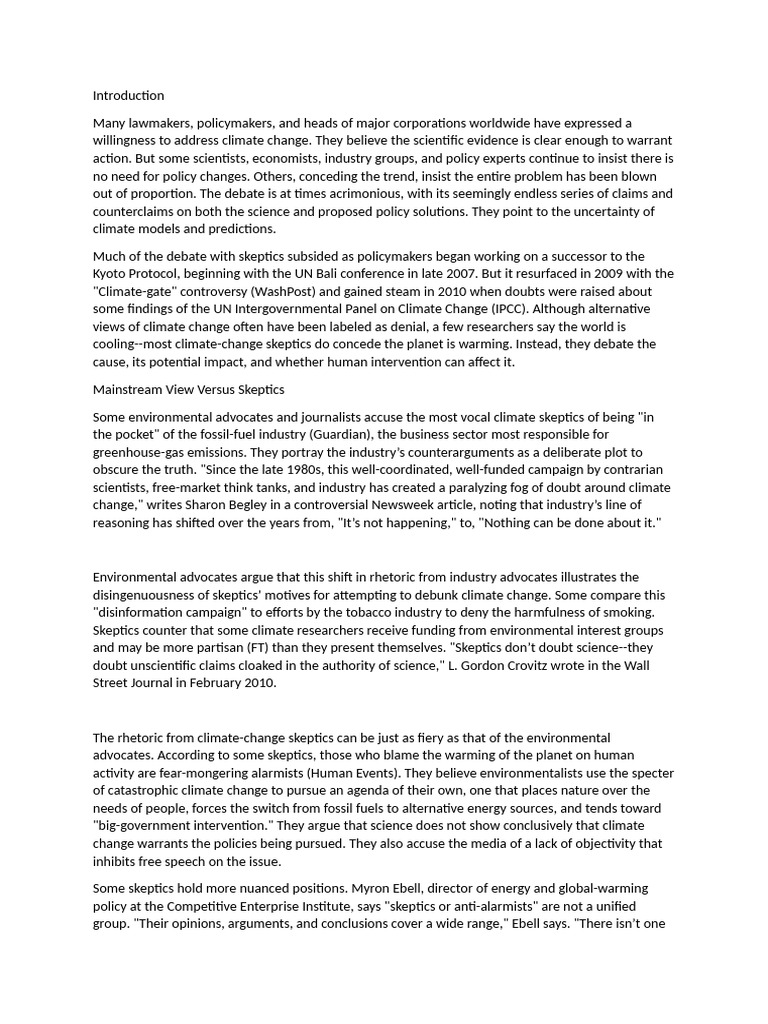 Climate Change Debate: Science vs. Skeptics | PDF | Climate Change ...