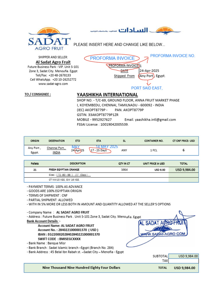 Correction Proforma Invoice | PDF