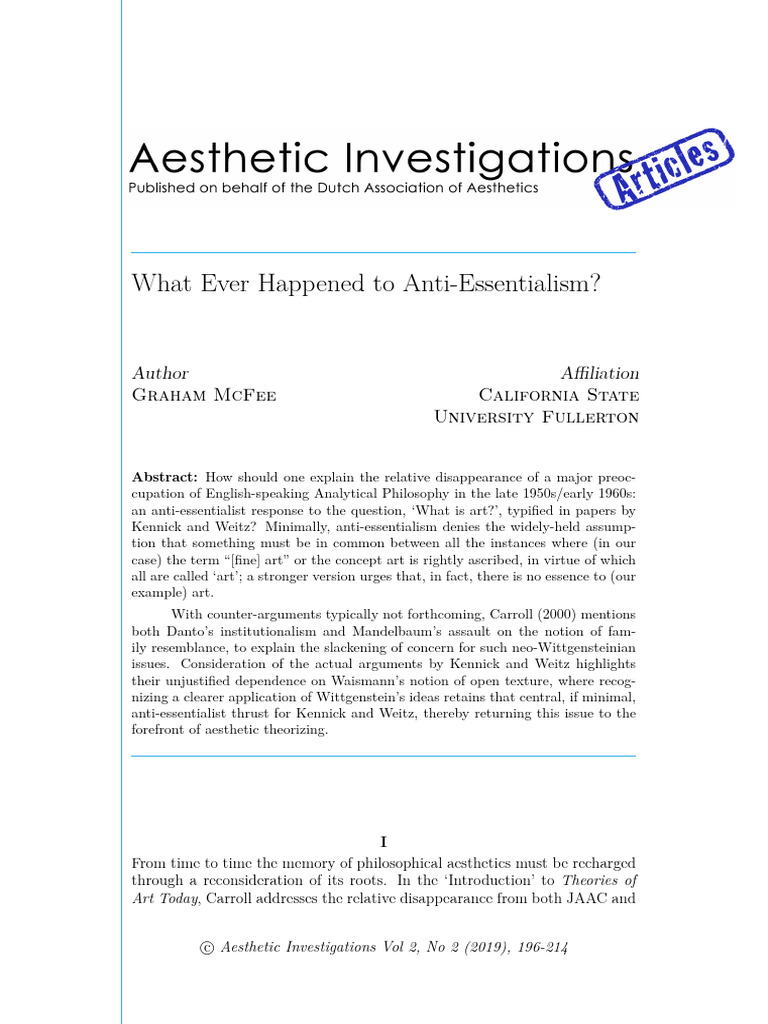 What Ever Happened To Anti-Essentialism | PDF | Concept | Definition
