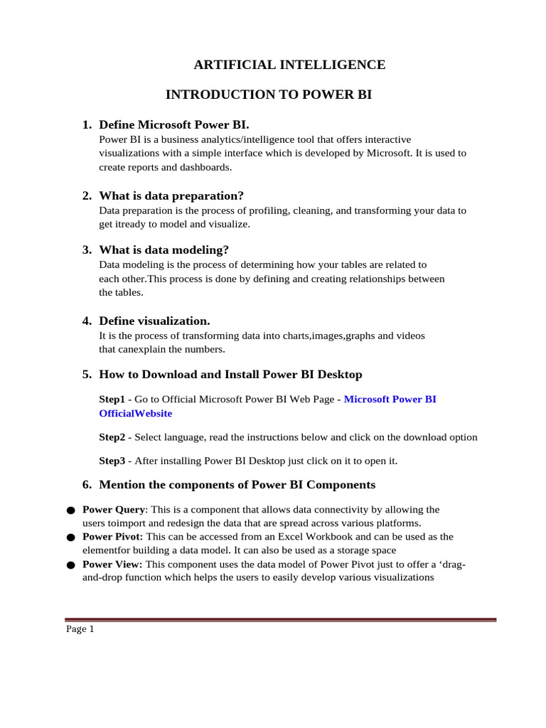 Define Microsoft Power BI | PDF | Analytics | Data Analysis