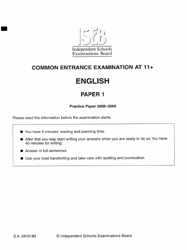 30 11-english-paper-1-iseb-2008-9 | PDF