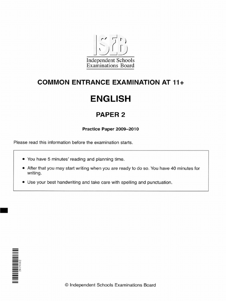 35 11-english-paper-2-iseb-2009-10 | PDF