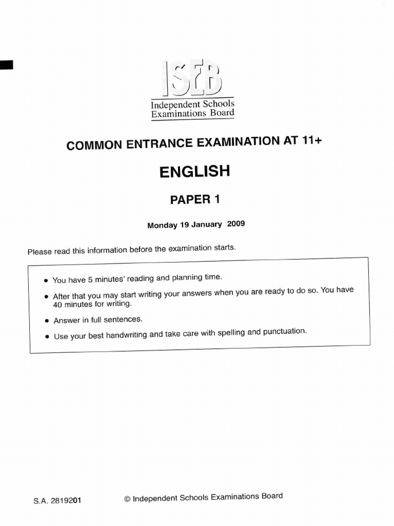 32 11 English Paper 1 Iseb 2009 | PDF