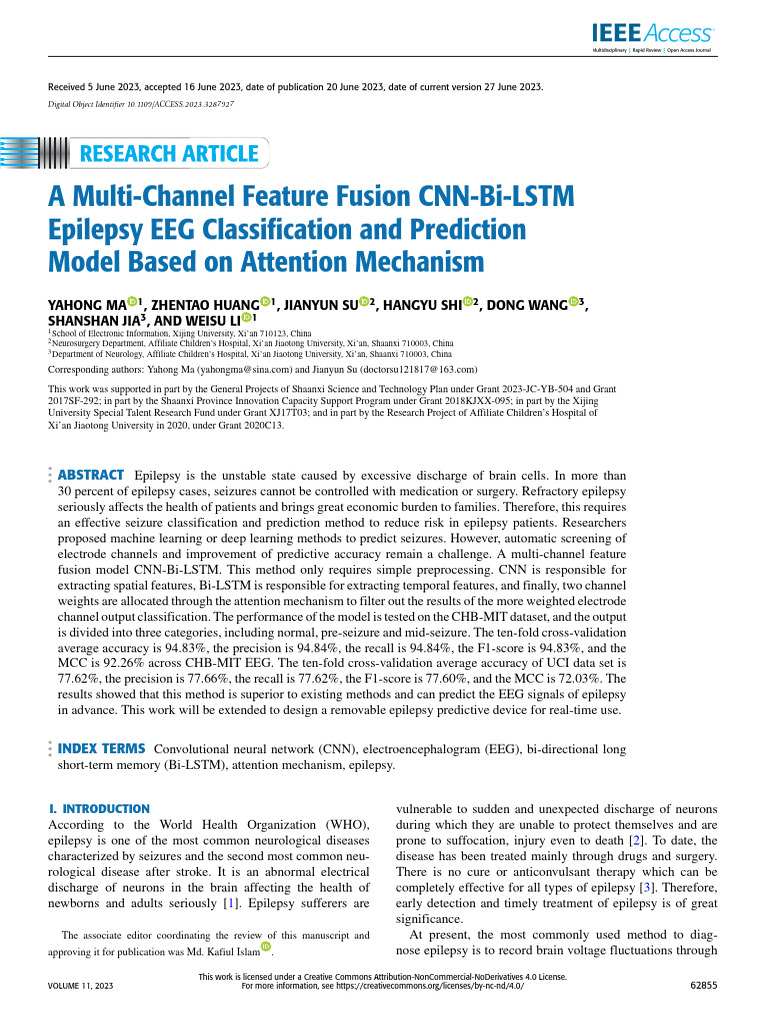A Multi-Channel Feature Fusion CNN-Bi-LSTM Epilepsy EEG Classification and Prediction Model ...