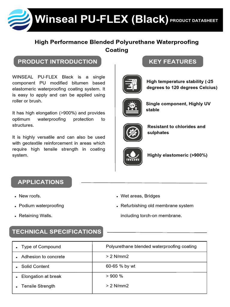 Winseal PU-Flex Black TDS | PDF | Coating | Concrete