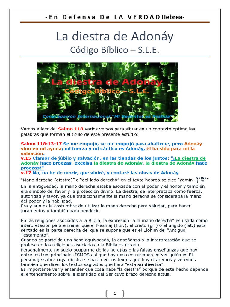 La Diestra de Adonáy - Código Bíblico | PDF | Salmos | Lenguaje hebreo