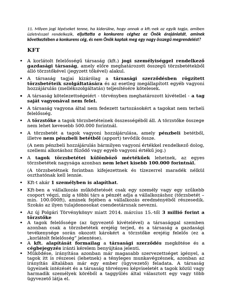 KFT Tag Kizárás (Orsi) | PDF